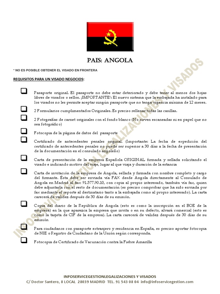 Angola Requisitos Visado | Pasaporte | Angola