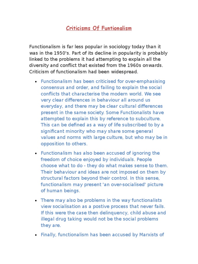Criticisms of Functionalism | PDF | Philosophical Theories ...