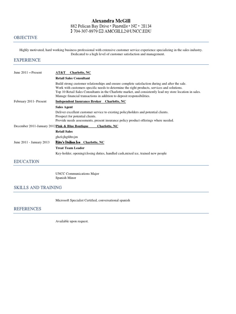 Alexandra McGill Sales Resume | PDF