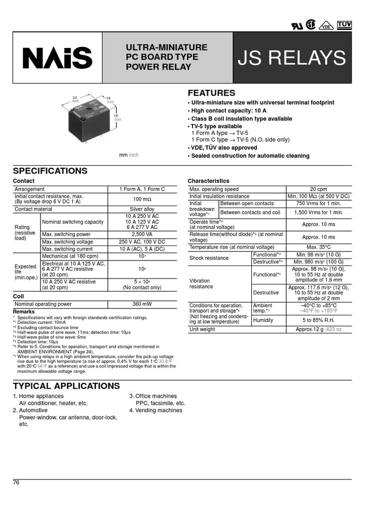 DataSheet - Rele Mini 5V | PDF | Relay | Switch