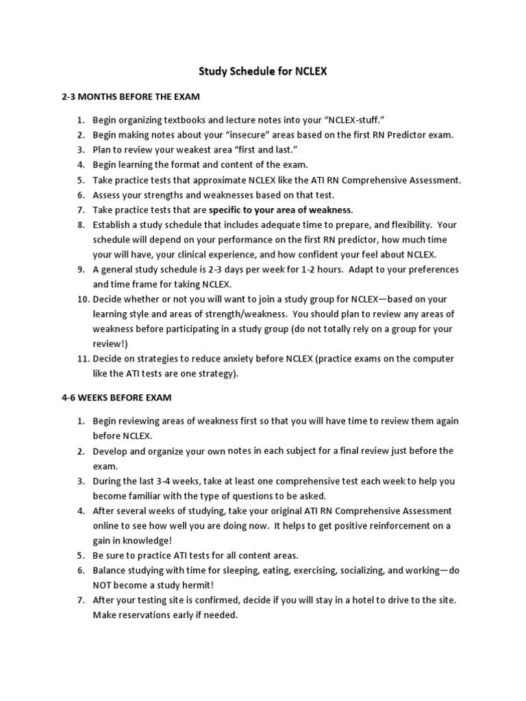 NCLEX Study Schedule Guide | PDF