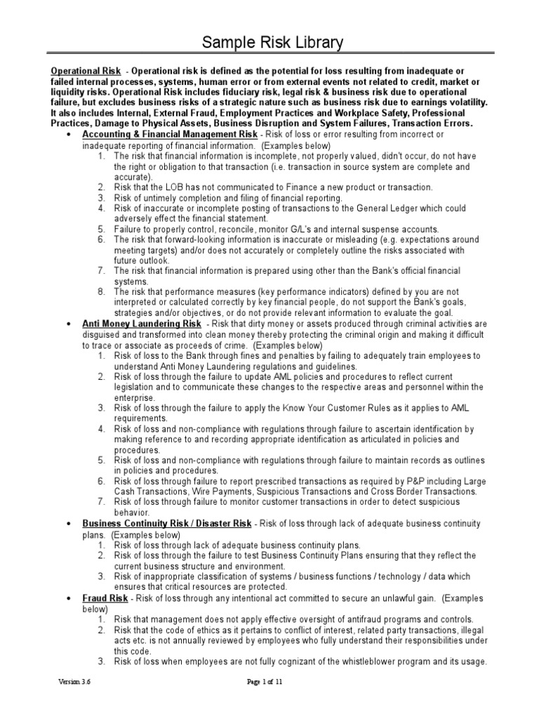 Risk Library | PDF | Market Liquidity | Risk