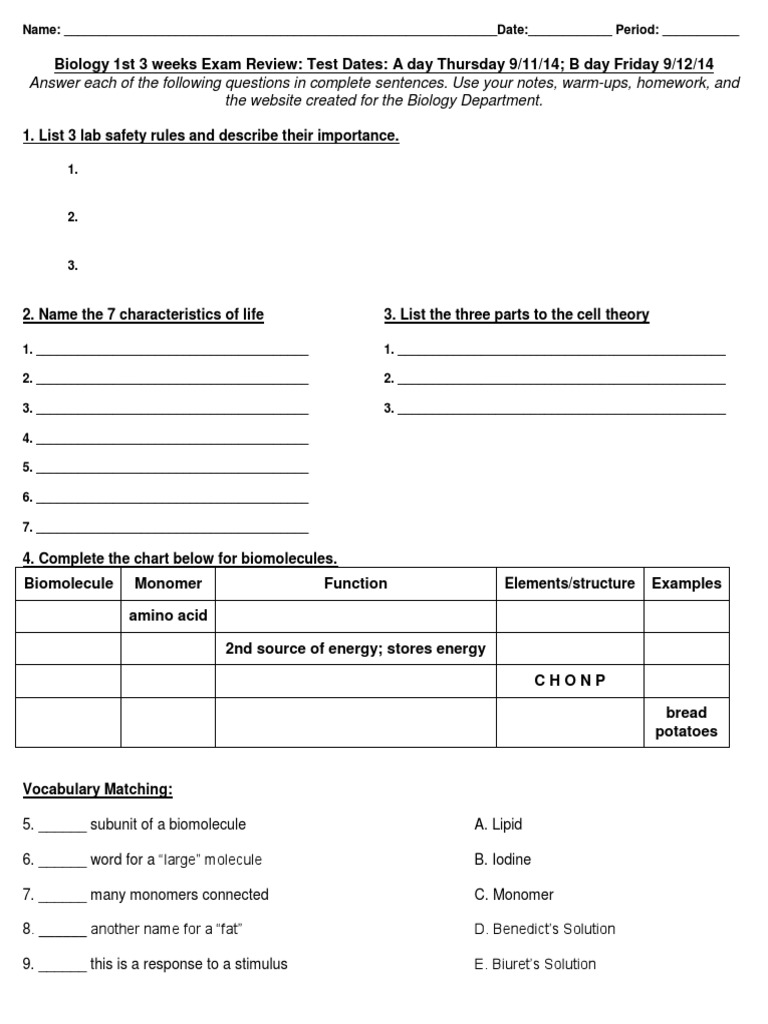 Biology Exam Review Guide | PDF