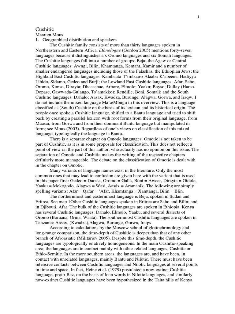 Cushitic Languages Overview | PDF | Grammatical Number | Tone (Linguistics)