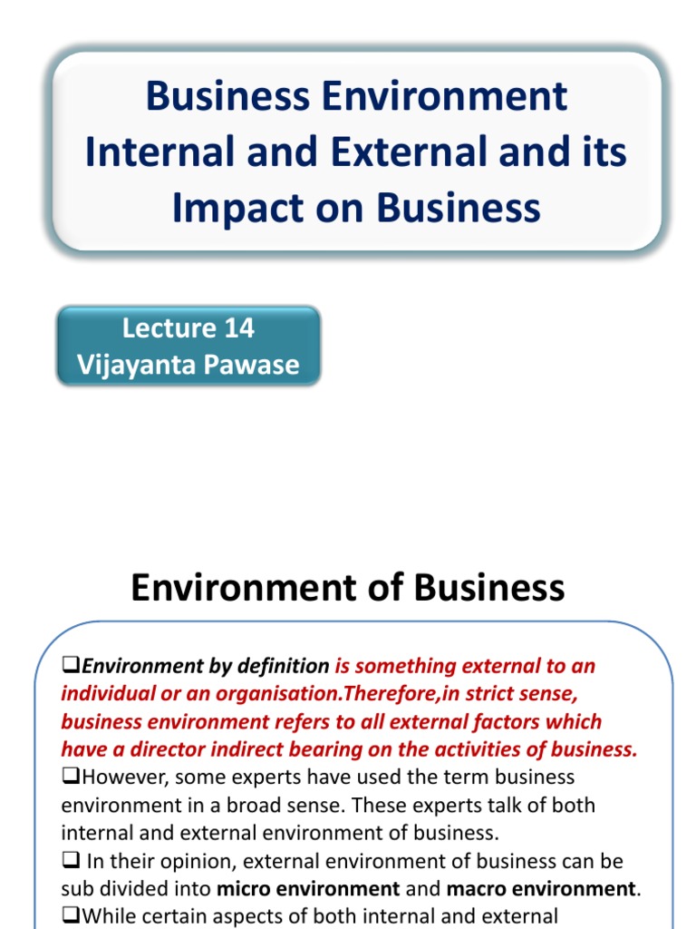 Business Environment Internal and External and Its Impact On Business ...