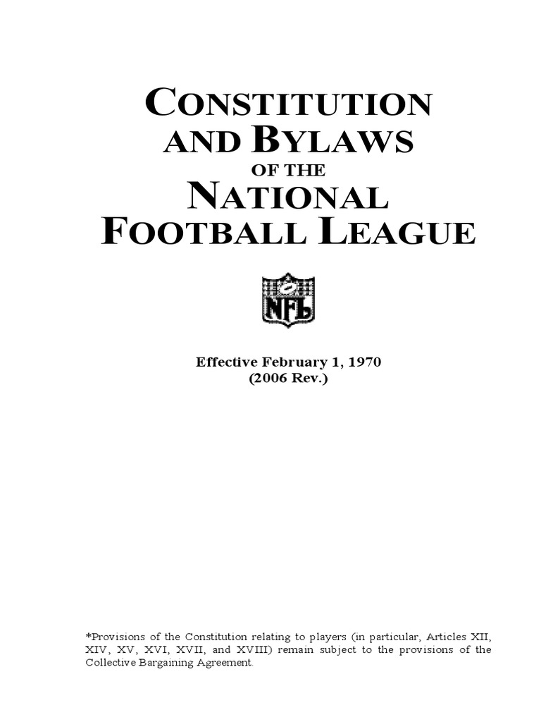 NFL's Constitution and Bylaws | National Football League | Bankruptcy