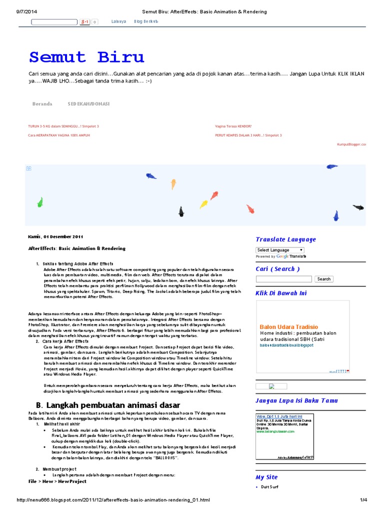 AfterEffects: Animasi & Rendering Dasar | PDF