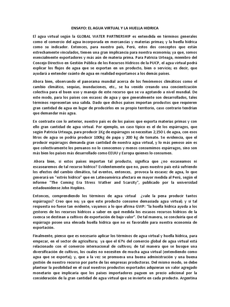 Agua Virtual y Huella Hídrica | PDF | Uso del agua | Escasez de agua