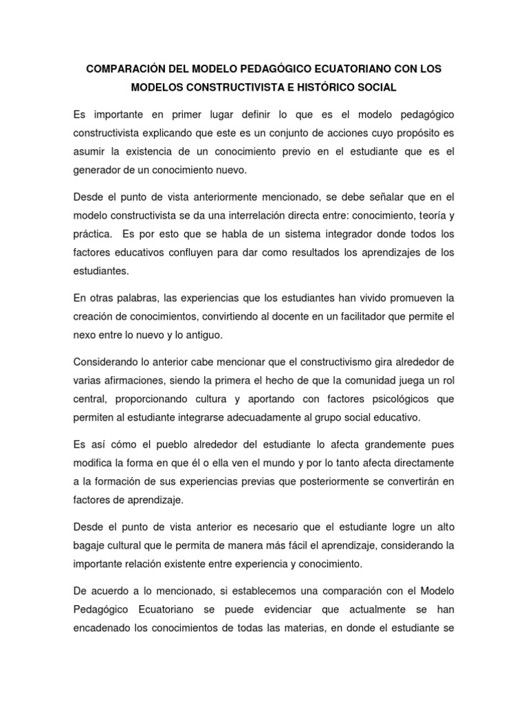 Modelos Constructivista e Histórico Social | PDF | Constructivismo ...