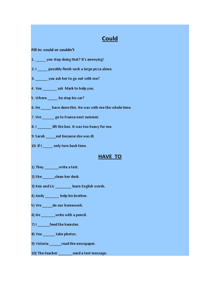 Could and Have To | PDF