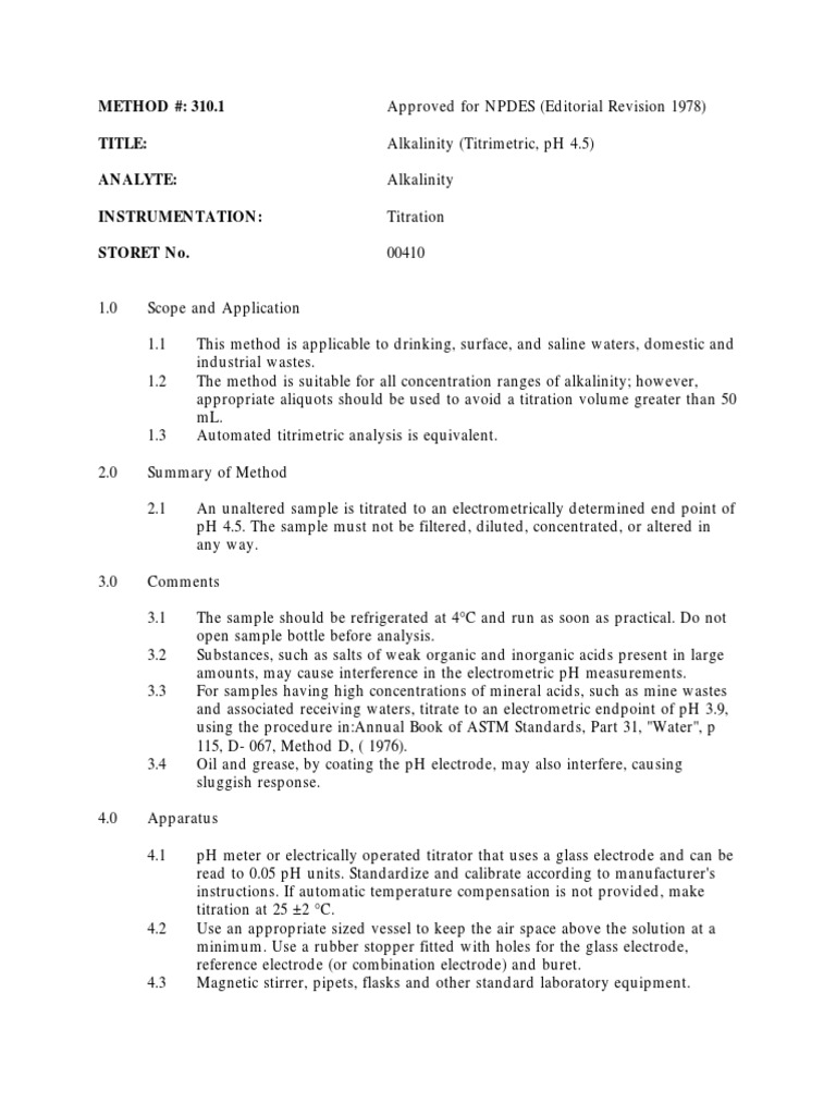 EPA Method 3101 | PDF | Titration | Chemistry