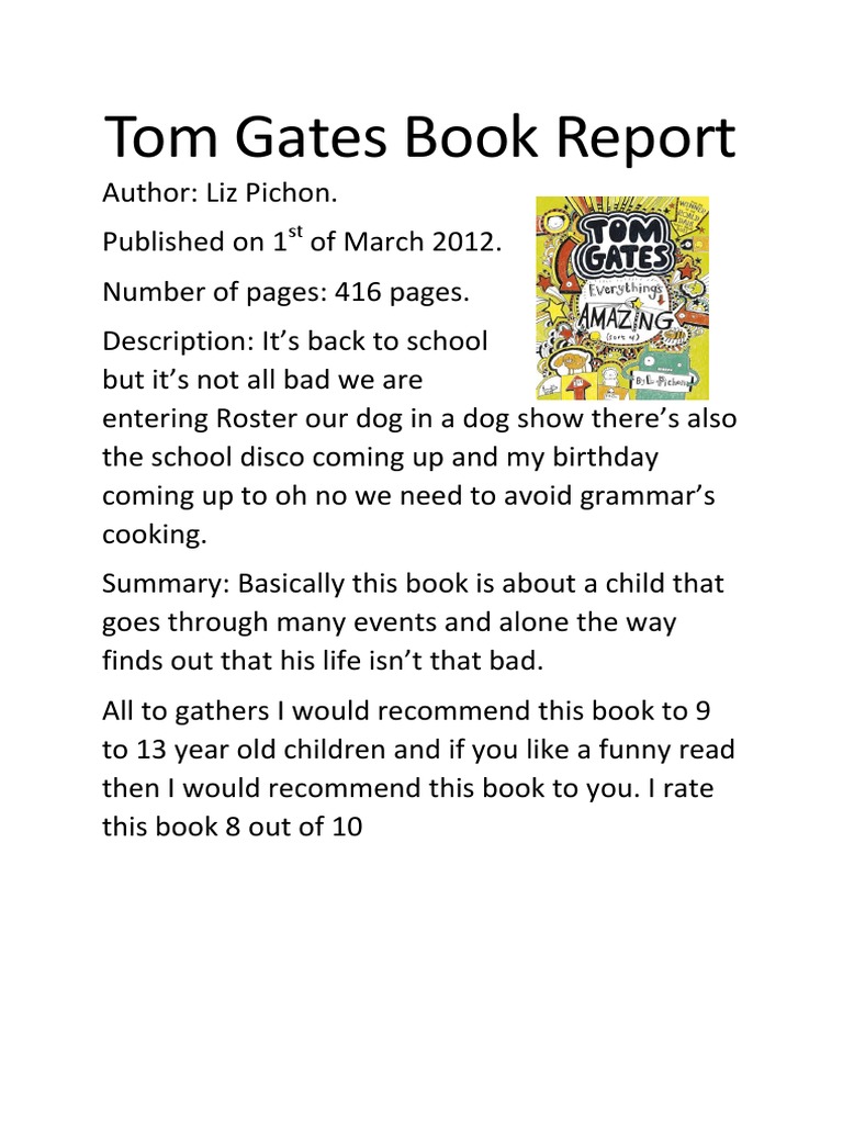 Tom Gates Book Report | PDF