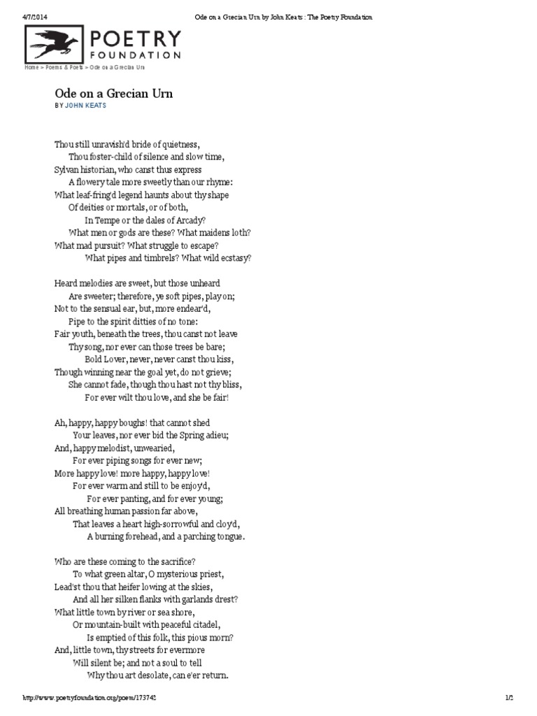 Ode on a Grecian Urn by John Keats _ the Poetry Foundation | John Keats ...