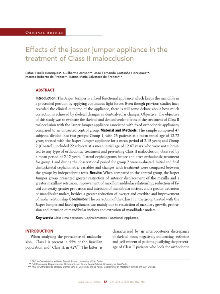 Effects of The Jasper Jumper Appliance in The | Download Free PDF ...