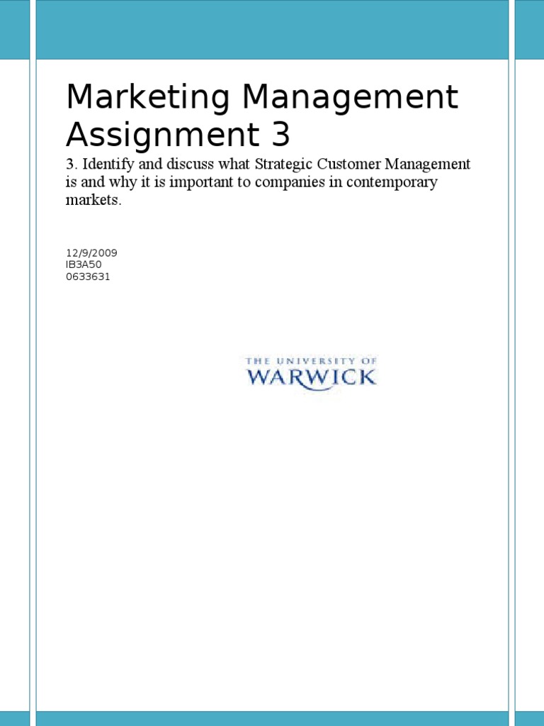 Marketing Management Assignment 3 | PDF | Sales | Strategic Management