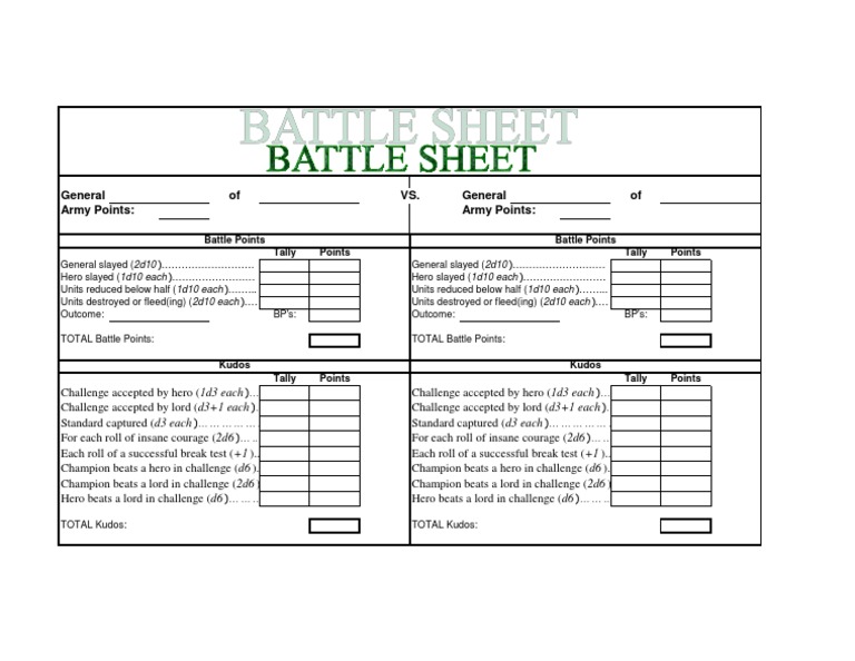 General of General of Army Points: Army Points: VS.: Tally Points Tally ...