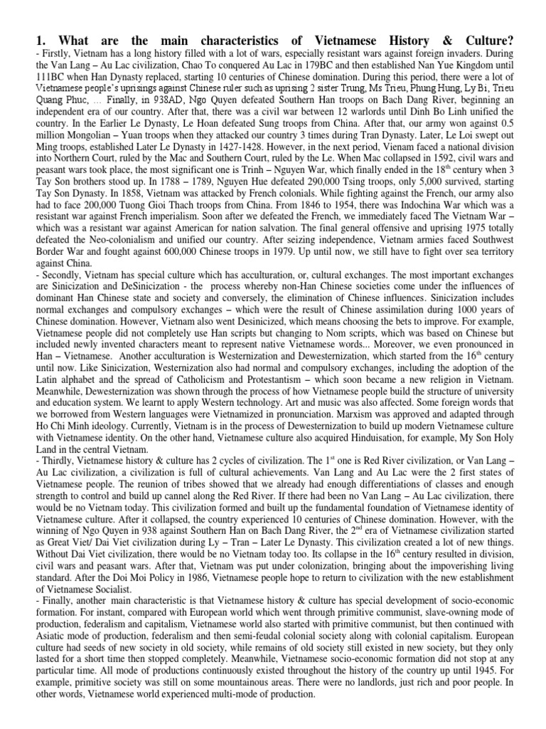 VNese History Questions | PDF | Vietnam | Imperialism