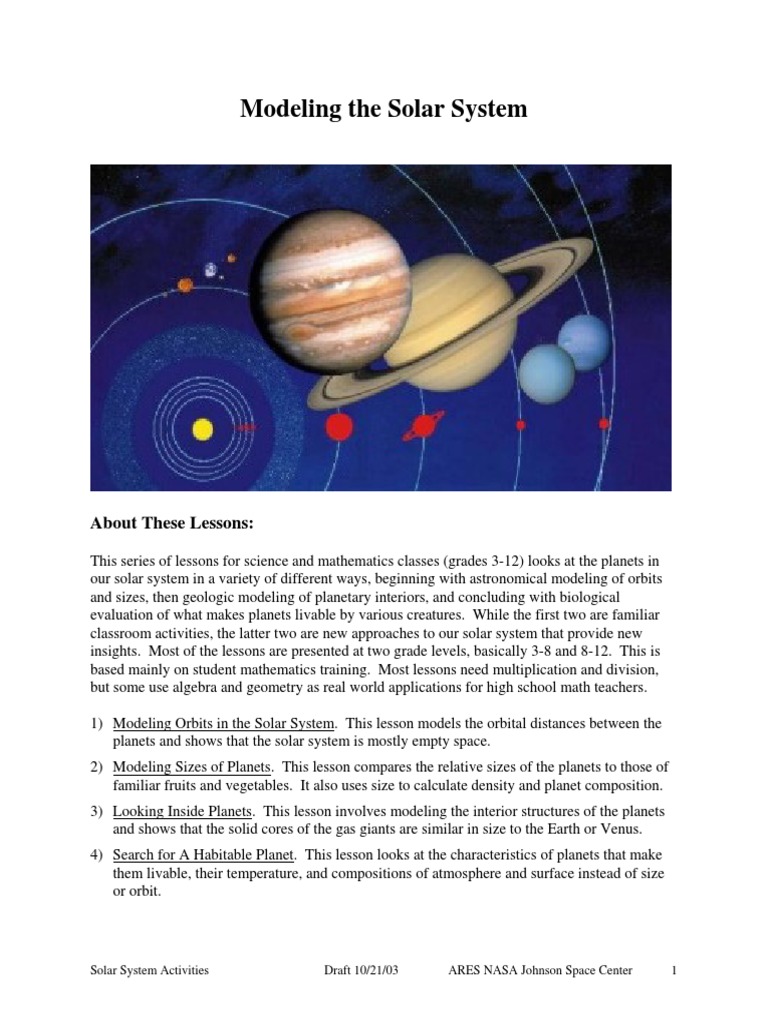 Modeling The Solar System: About These Lessons | PDF | Planets | Solar ...