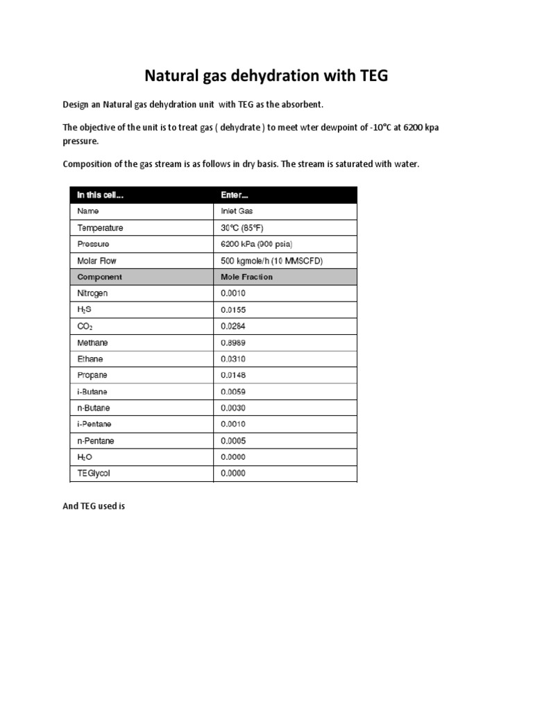 Natural Gas Dehydration using TEG simulation file