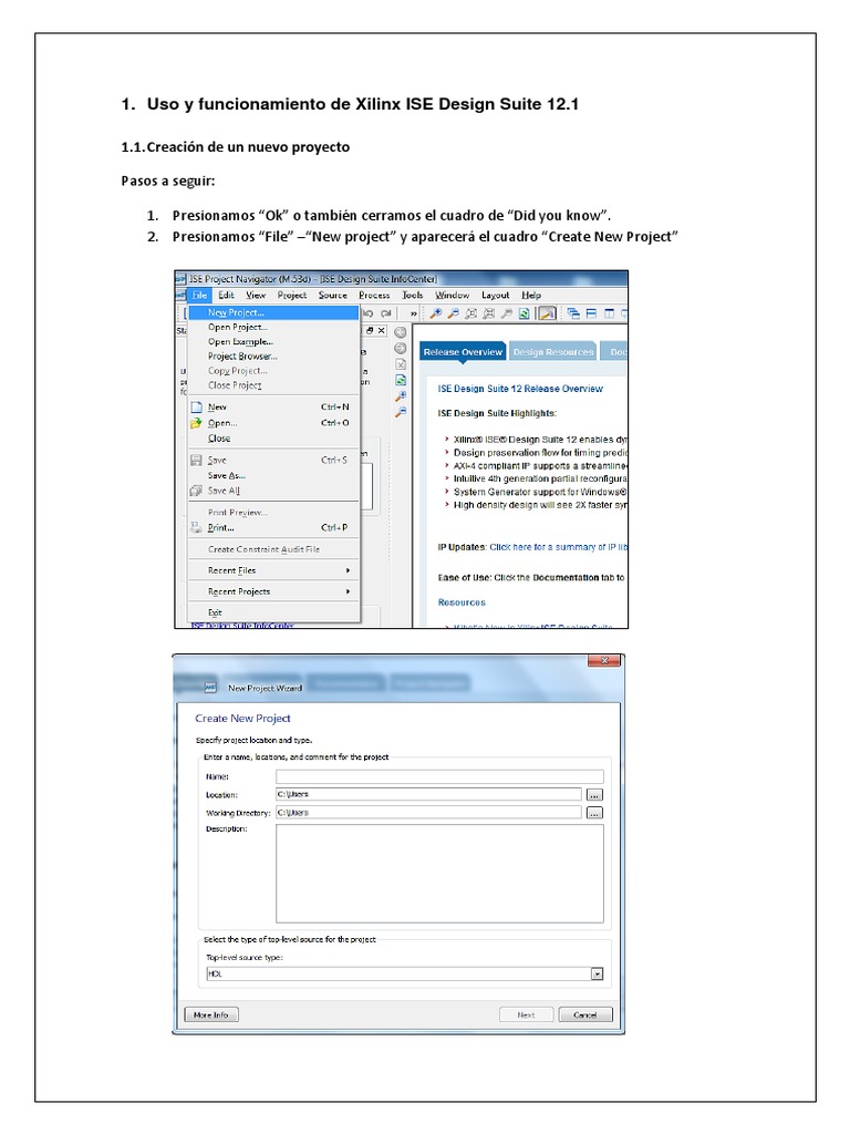 Uso y Funcionamiento de Xilinx ISE Design Suite 12 | PDF | Point and ...