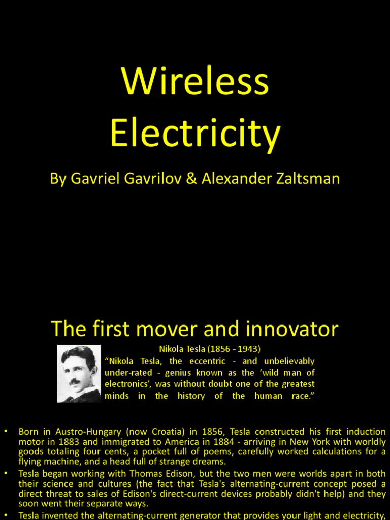 Wireless Electricity | PDF | Nikola Tesla | Alternating Current