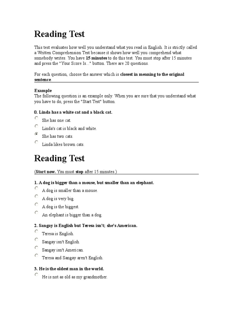 Reading Test | PDF
