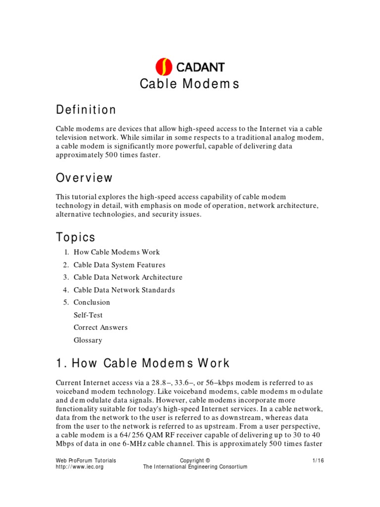 Cable Modems PDF | PDF | Computer Network | Cable Television
