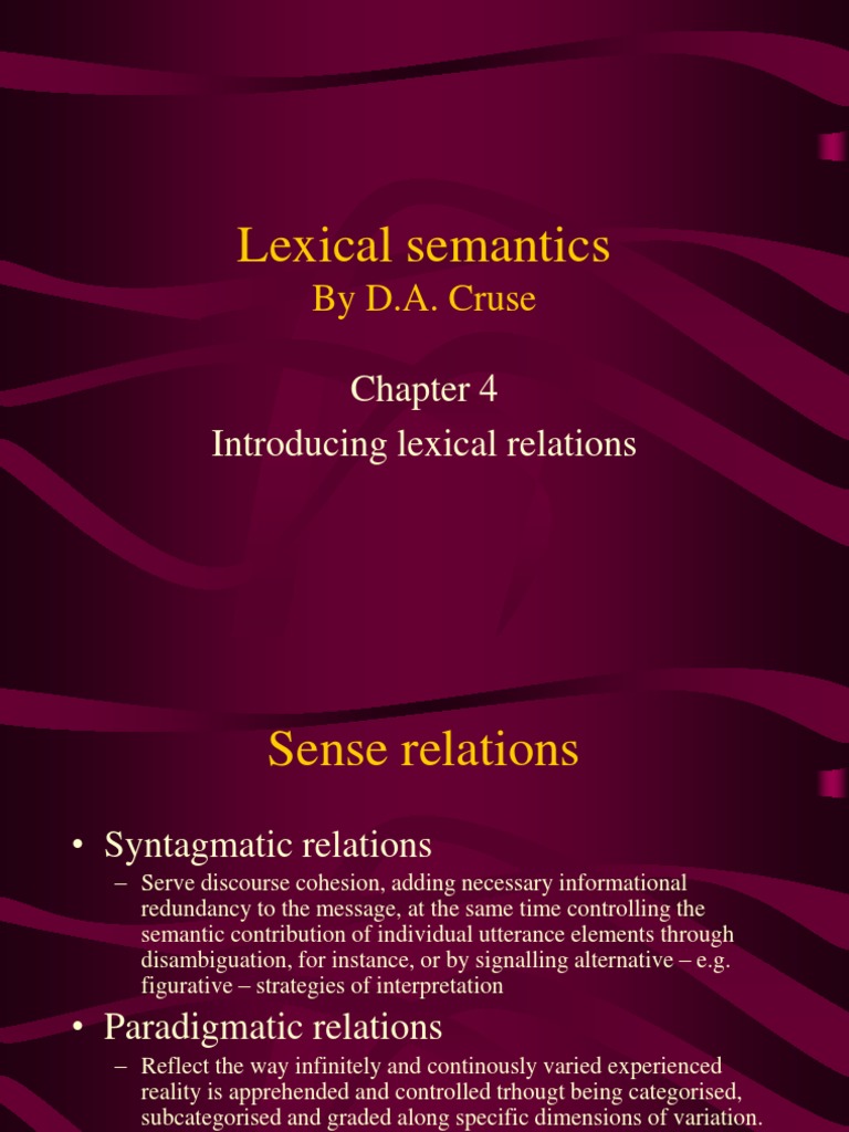 Lexical Semantics CH 4 - GrB4 | PDF | Linguistics | Grammar