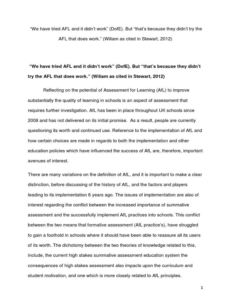 AfL Assignment Final | PDF | Educational Assessment | Constructivism (Philosophy Of Education)