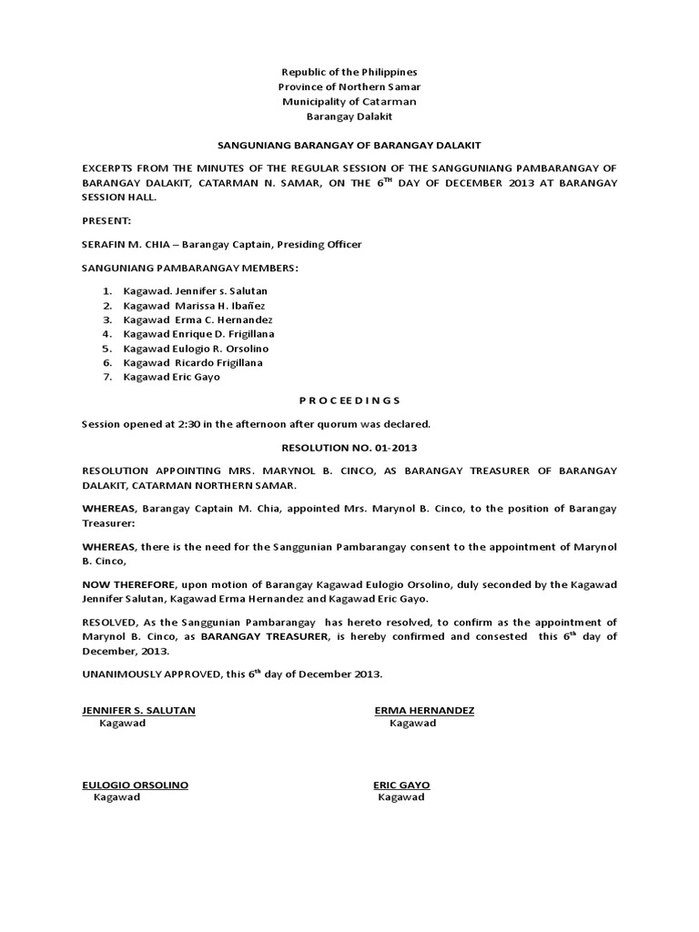 Resolution Treasurer | PDF