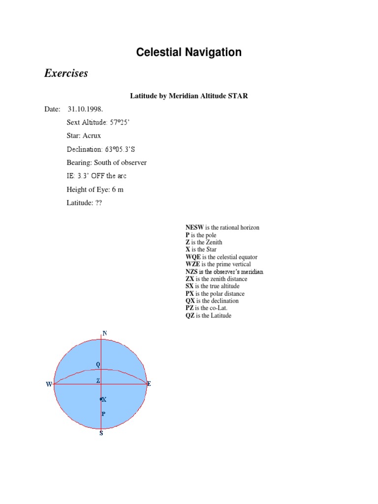 Celestial Navigation | PDF | Latitude | Longitude