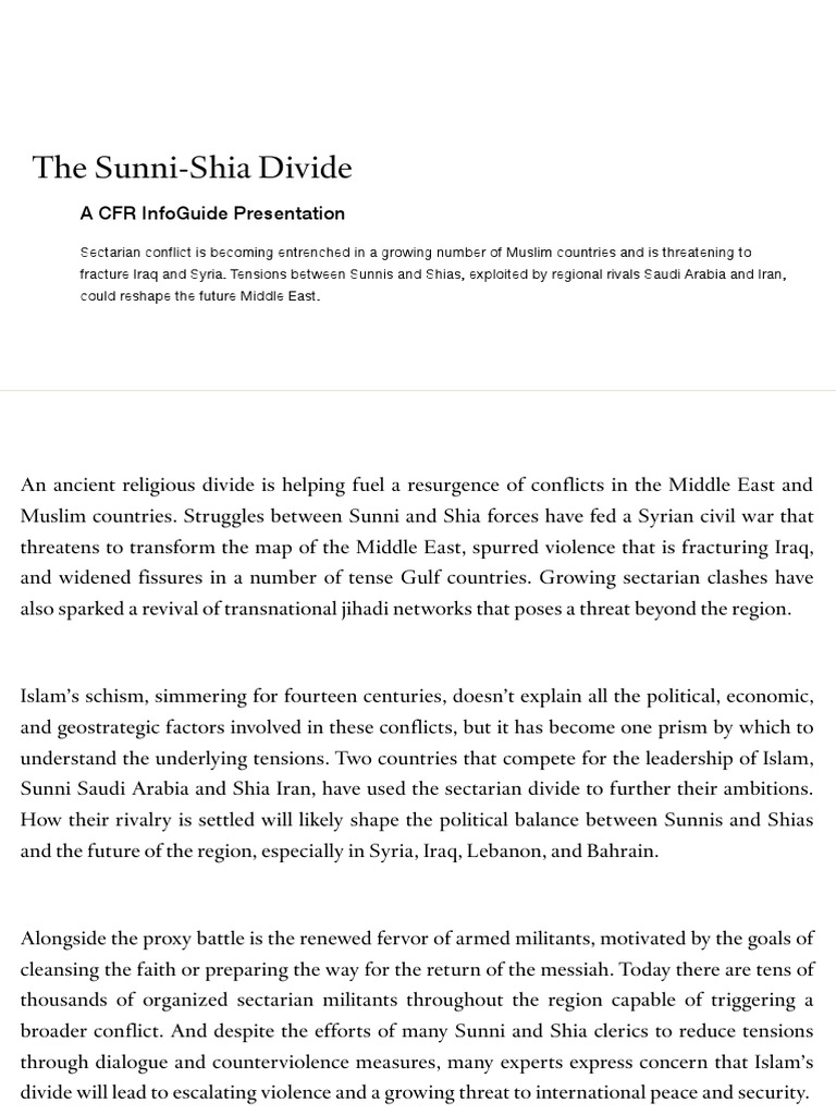 2014 09 08 The Sunni-Shia Divide | PDF | Shia Islam | Sectarianism
