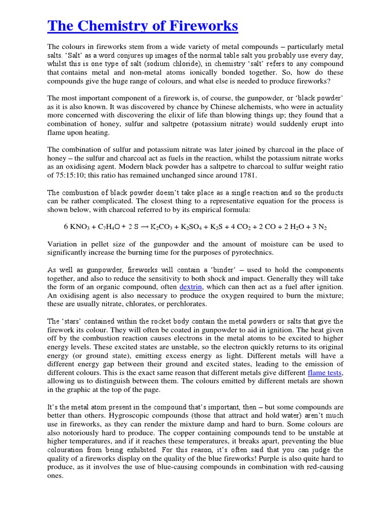 The Chemistry of Fireworks | PDF | Explosive Material | Nature