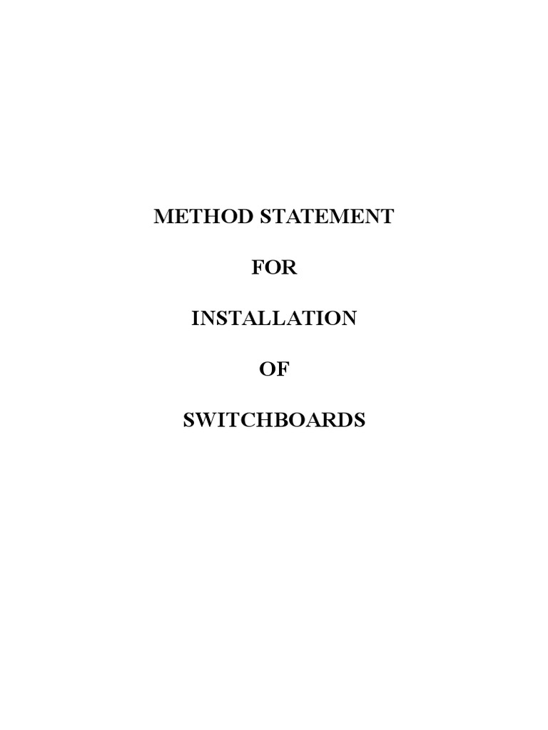 Method Statement For Installation of Switchboards | Download Free PDF ...