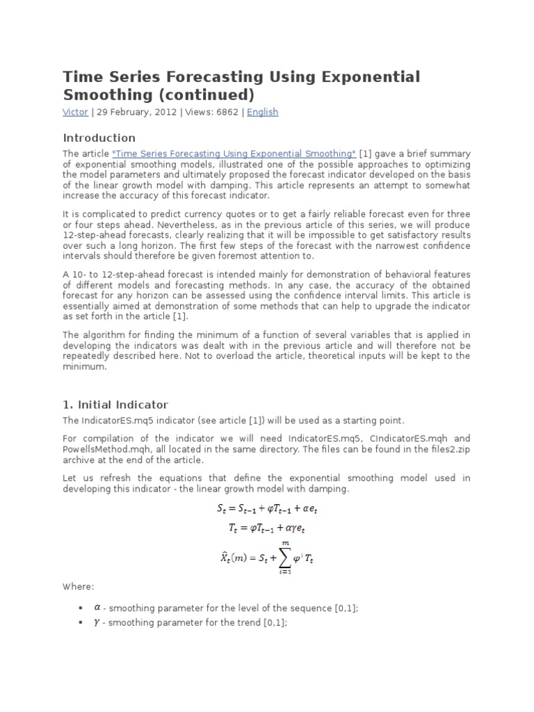 Time Series Forecasting Using Exponential Smoothing | PDF | Forecasting ...