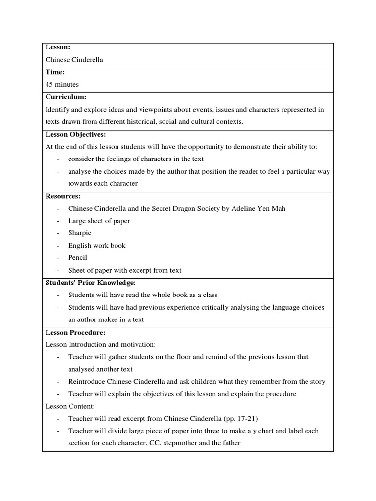 Analyzing Characters in Chinese Cinderella | PDF | Language Arts ...
