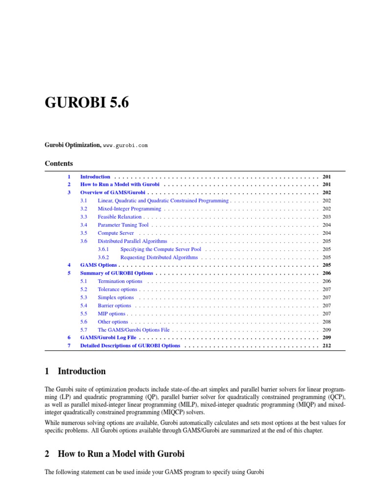 Gurobi Manual | PDF | Linear Programming | Mathematical Optimization