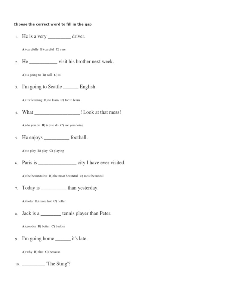 Choose the Correct Word to Fill in the Gap | Verb | Onomastics