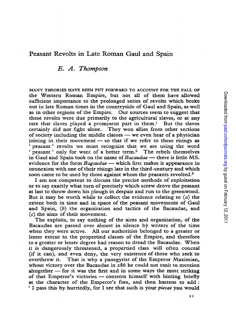 Peasant Revolts in Late Roman Gaul and Spain | PDF | Roman Empire | Unrest