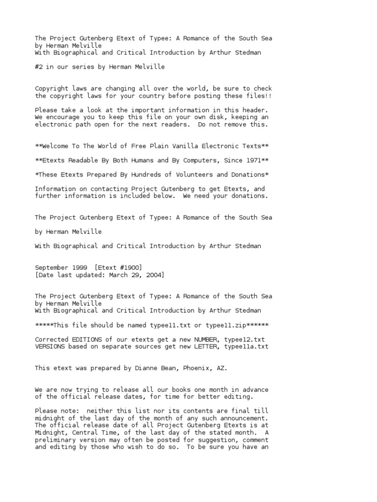 Typee by Melville, Herman, 1819-1891 | PDF | Herman Melville | Moby Dick