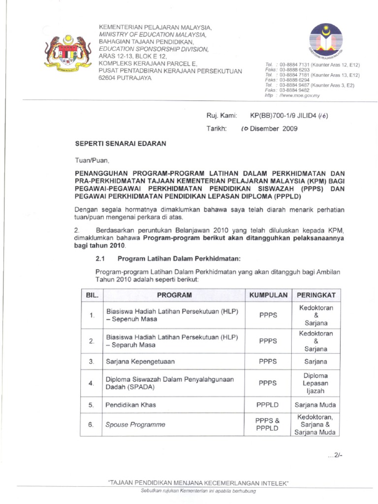 Surat Dari KPM | PDF