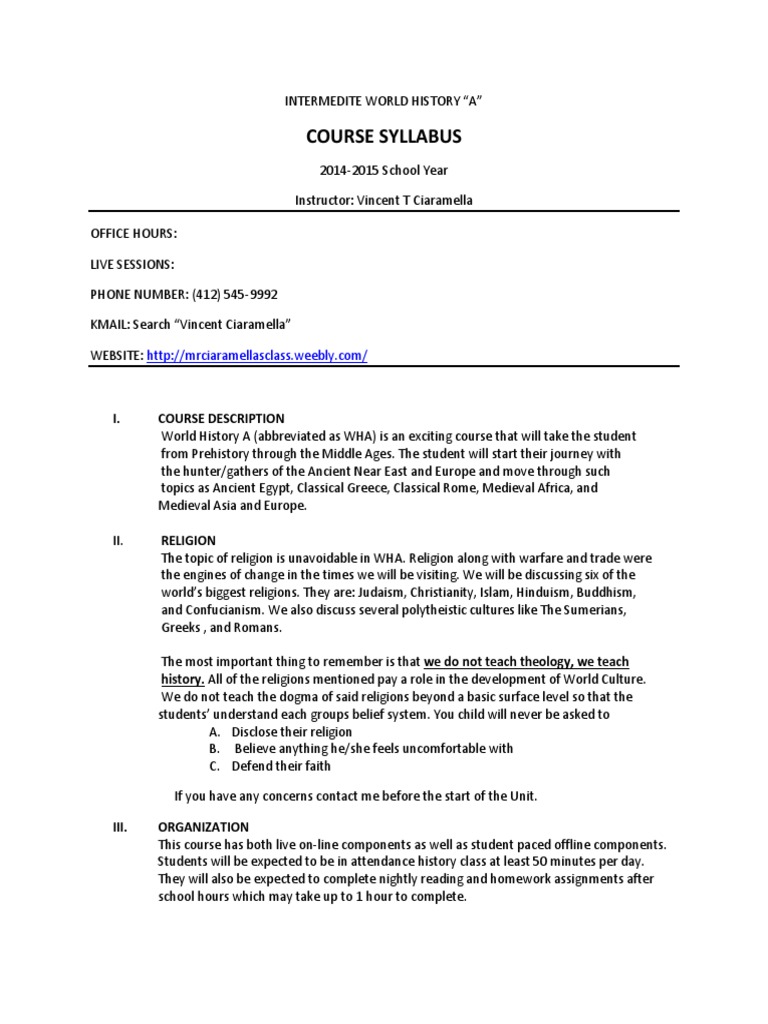 Intermediate World History A Syllabus | PDF | Religion And Belief ...