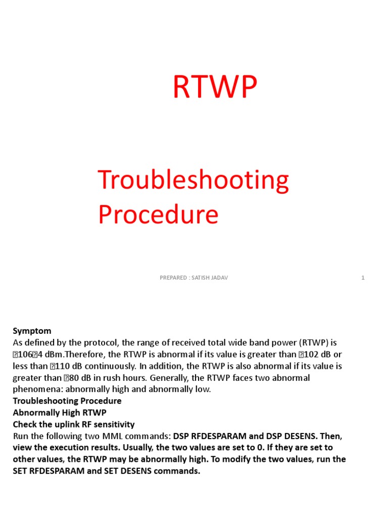 RTWP Troubleshooting | PDF | Troubleshooting | Decibel