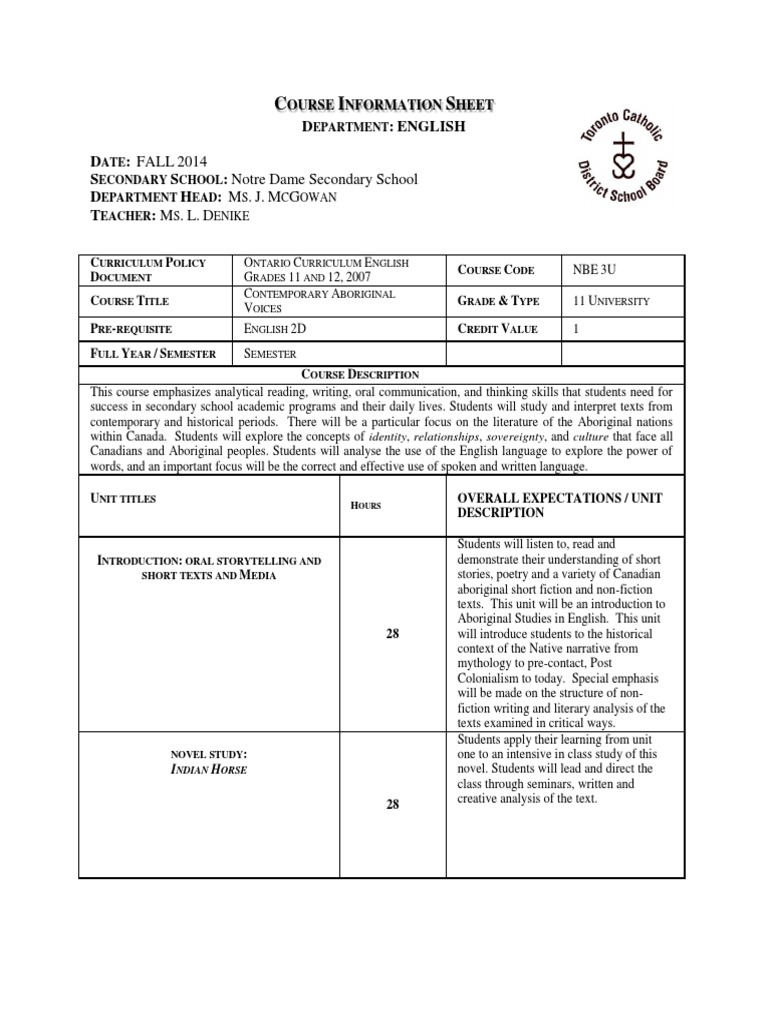 Nbe 3u Course Outline Semester 1 2014 | PDF | Educational Assessment ...