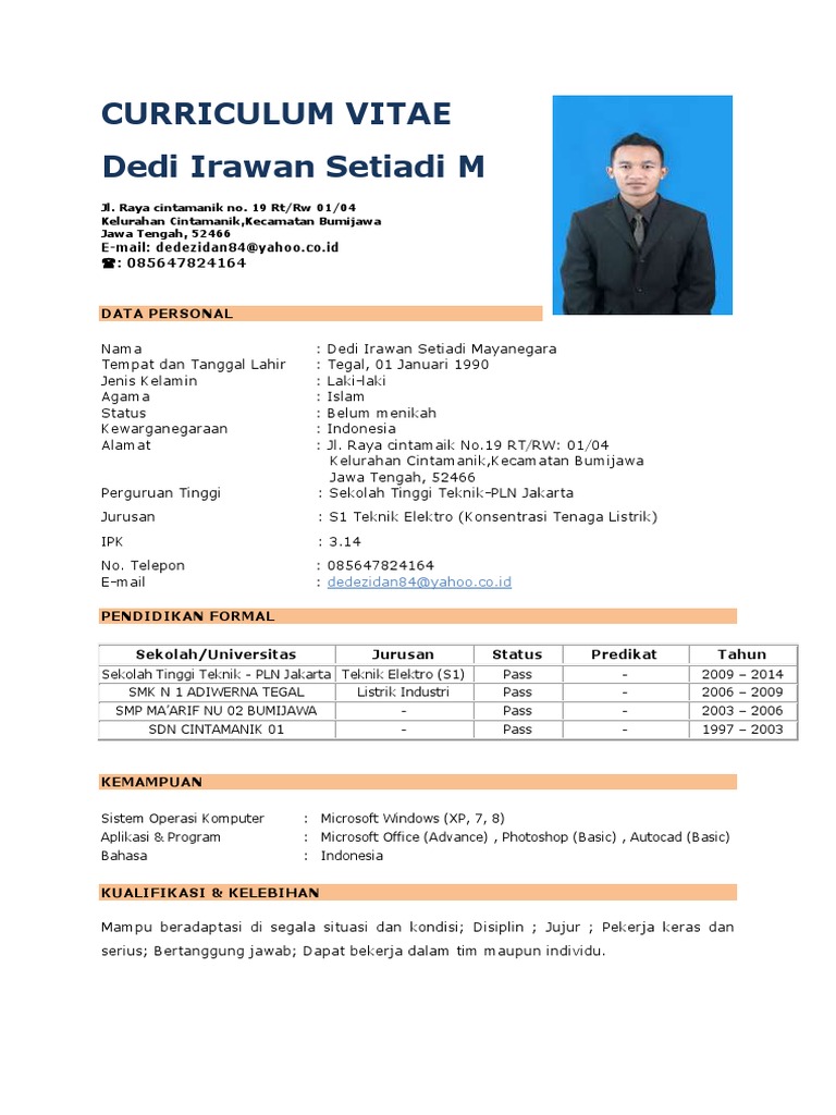 CV Dedi Irawan Oke 1 | PDF