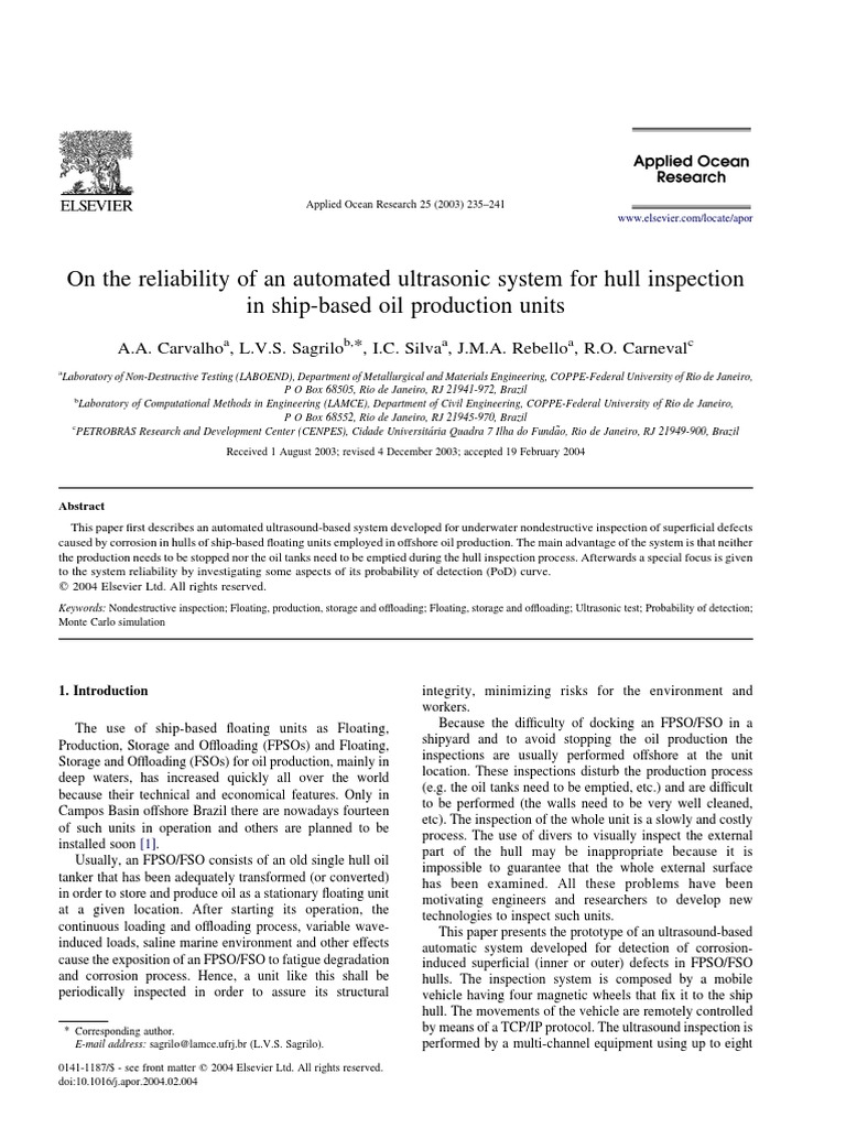 Ship Hull Inspection PDF | PDF | Ultrasound | Nondestructive Testing