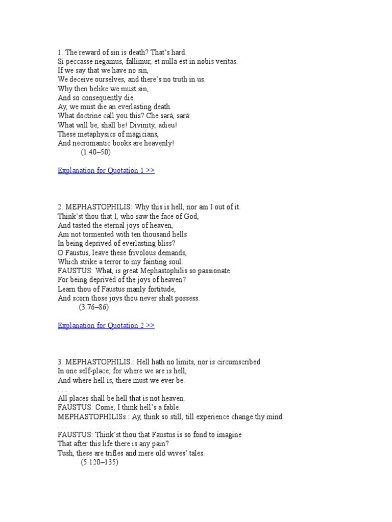 Important Quotation Explained (DOCTOR FAUSTUS) | PDF | Hell | Religious Belief And Doctrine