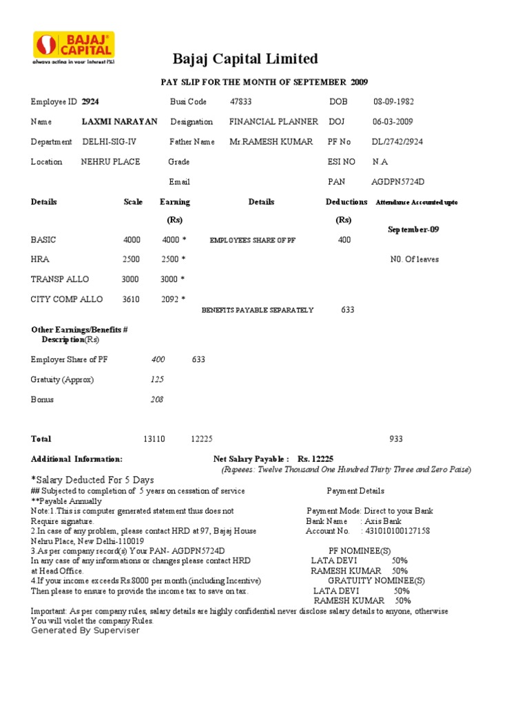 Bajaj Capital Limited | PDF | Salary | Public Finance
