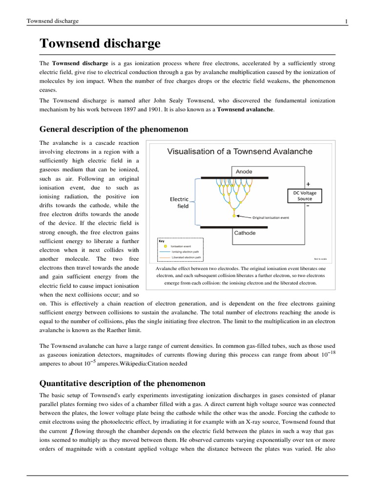 Townsend Discharge | PDF | Electrical Phenomena | Ionization