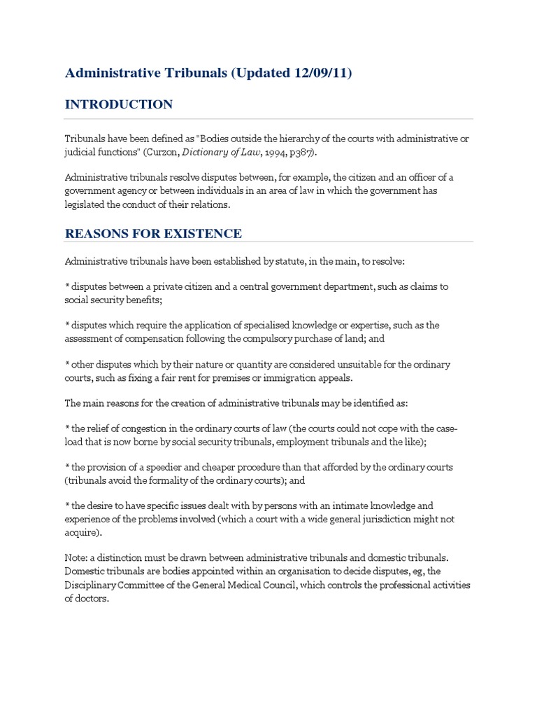 Administrative Tribunals Overview | PDF | Tribunal | Legal Aid